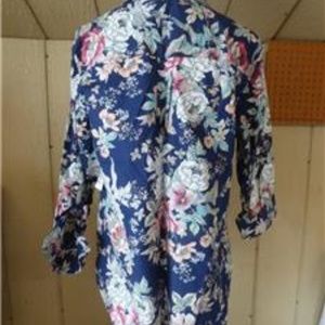 Charter Club | Tops | Charter Club Floral Print Tabbed Sleeves Shirt ...